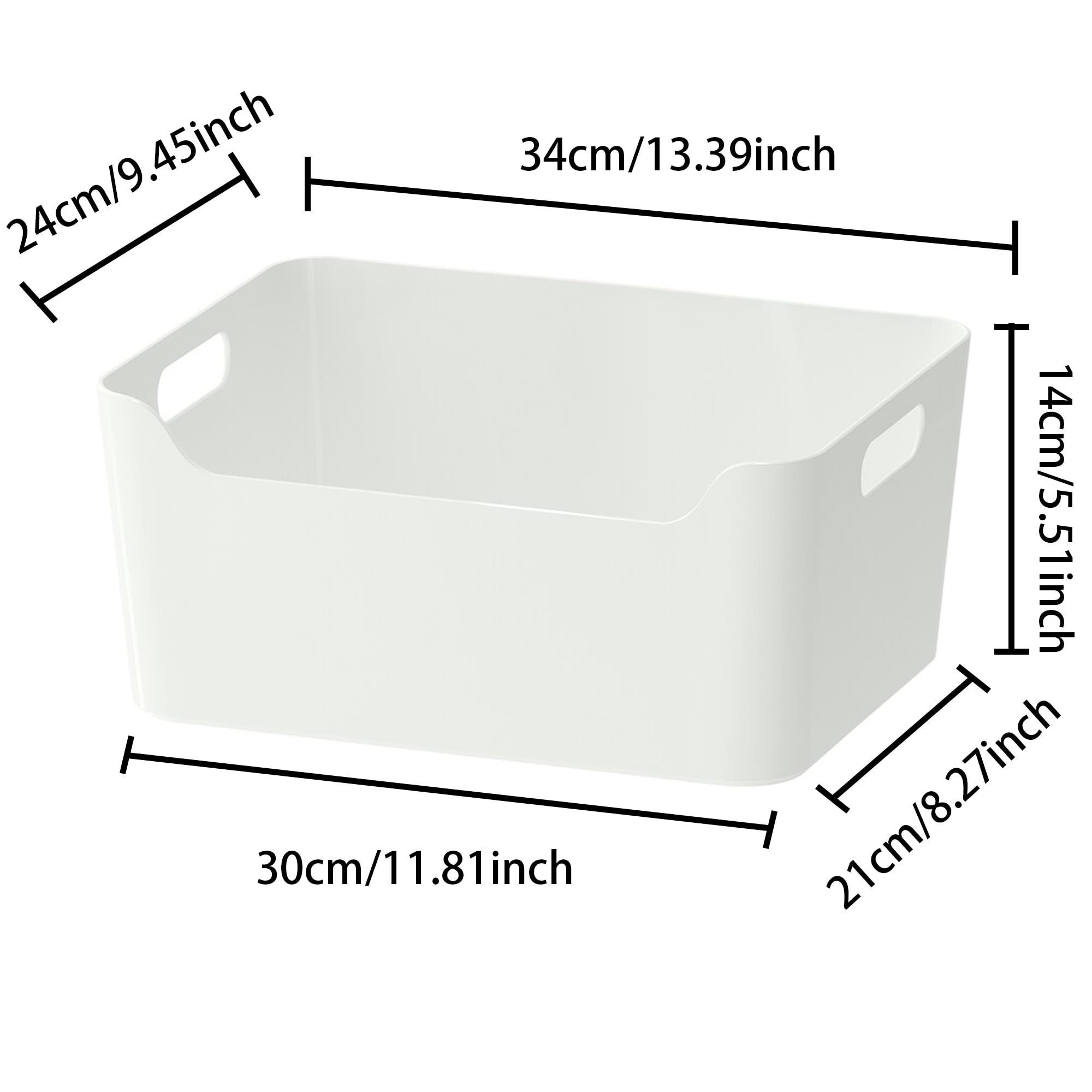 AJbells White Pantry Organization and Storage Baskets Plastic Storage Bins Open Storage Organizing Bins for Classroom, Office, School, Shelves,Pack of 2/4/6 (2, 13.39βx9.45βx5.51β)