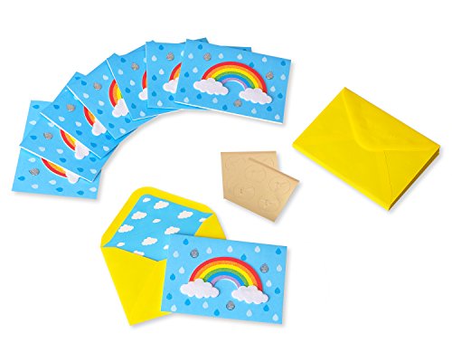 Papyrus Blank Cards with Envelopes, Rainbow with Glitter (8-Count)