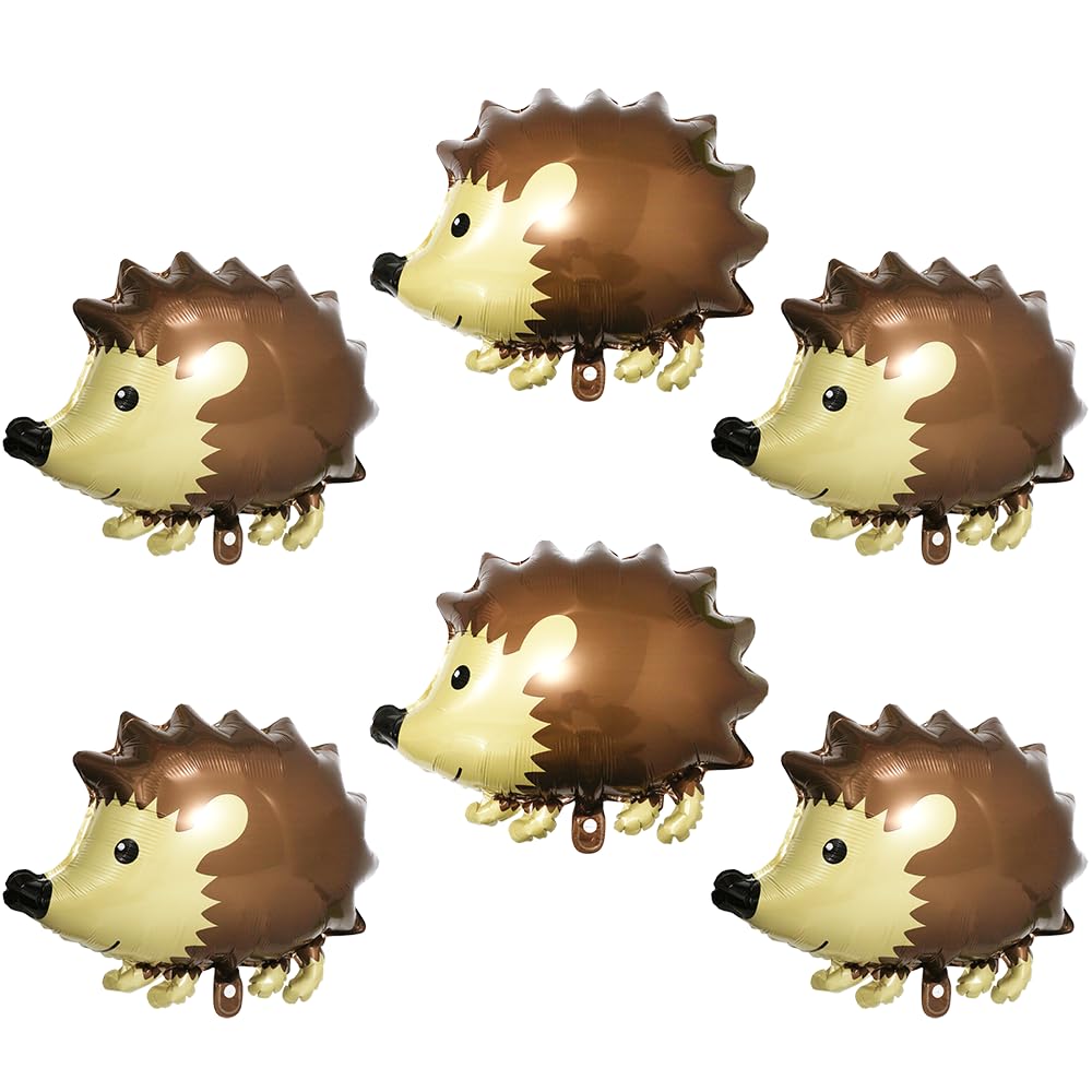 Cartoon Hedgehog Balloon Wildlife Safari Forest Woodland Party Supplies For Birthday Baby Bridal Shower Wedding Holiday Carnival, 6 Pack Cute Walking Hedgehog Foil Balloon Jungle Zoo Animal Balloon