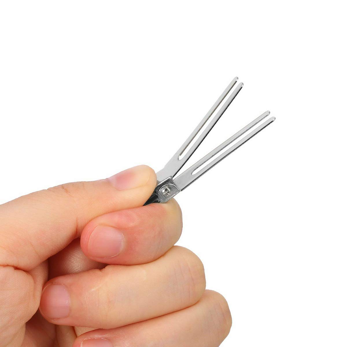 Twdrer 100PCS Hairdressing Double Prong Pin Curl Clips, Setting Section Clips for Hair Bows, Extensions, Salon, Barber, Stylist (1.8", Silver)
