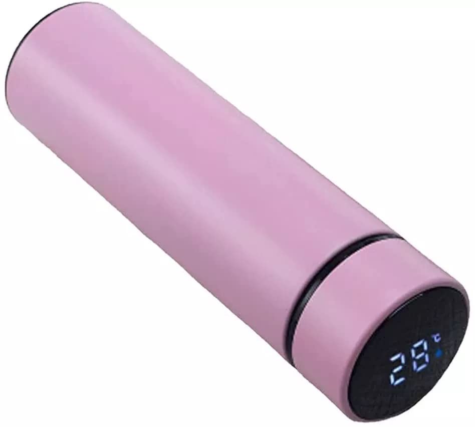 Coffee/Tea thermos, Smart Coffee bottle, LED Temperature Display, Sports Water Bottle, Double Wall Vacuum Insulated Water Bottle, Stay Hot or Cold for 24 Hours (Pink)