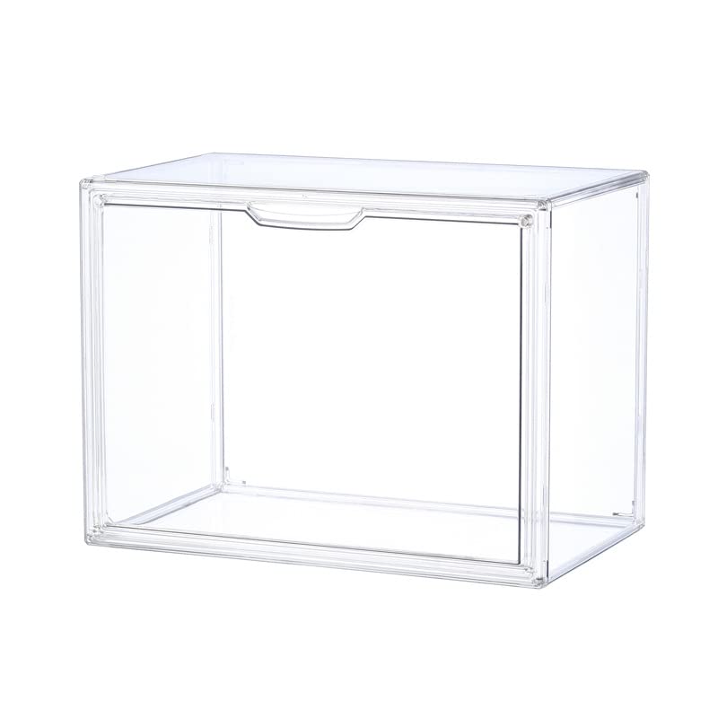 BOHOIDEE 2PACKS Clear Book Storage Organizer for Bookshelf, Plastic Stackable Book Display Case with Magnetic Door, Acrylic Showcase for Toys Handbags, Shoes, Purses
