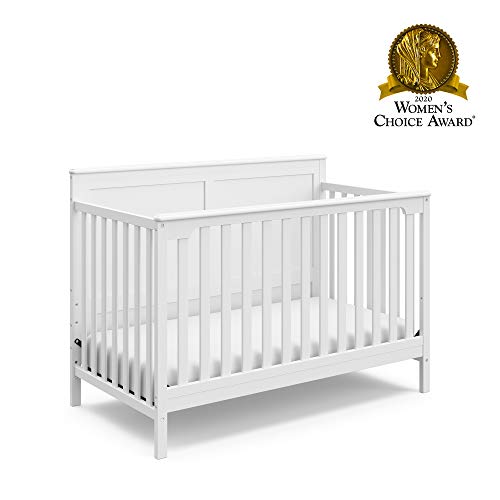 Storkcraft Alpine 5-in-1 Convertible Crib (White) β GREENGUARD Gold Certified, Converts to Toddler Bed and Full-Size Bed, Fits Standard Full-Size Crib Mattress, Adjustable Mattress Support Base