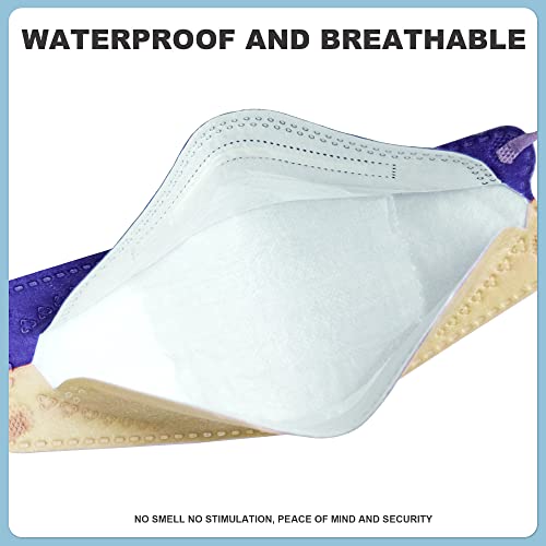 Sheal Individually Packaged Disposable 4 Ply 50PCS 5-Colors Gradient Face Masks with Colorful Elastic Earloops for Adult