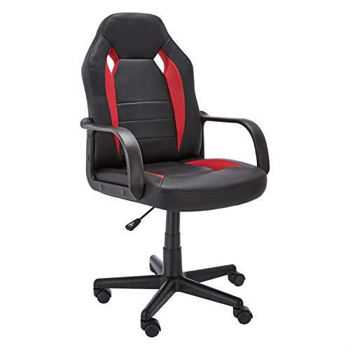 Amazon Basics Racing/Gaming Chair - Faux Leather, 25.2 x 22.6 x 44.1 inches, Red