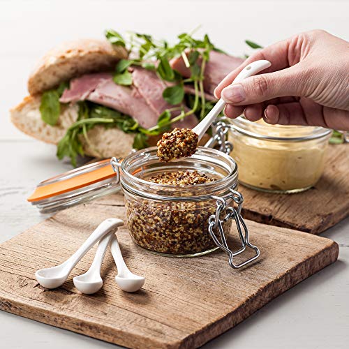 WM Bartleet & Sons 1750 TSET152 Set of 4 Small Traditional Porcelain Salt, Condiment and Spice Spoons (10cm) β White