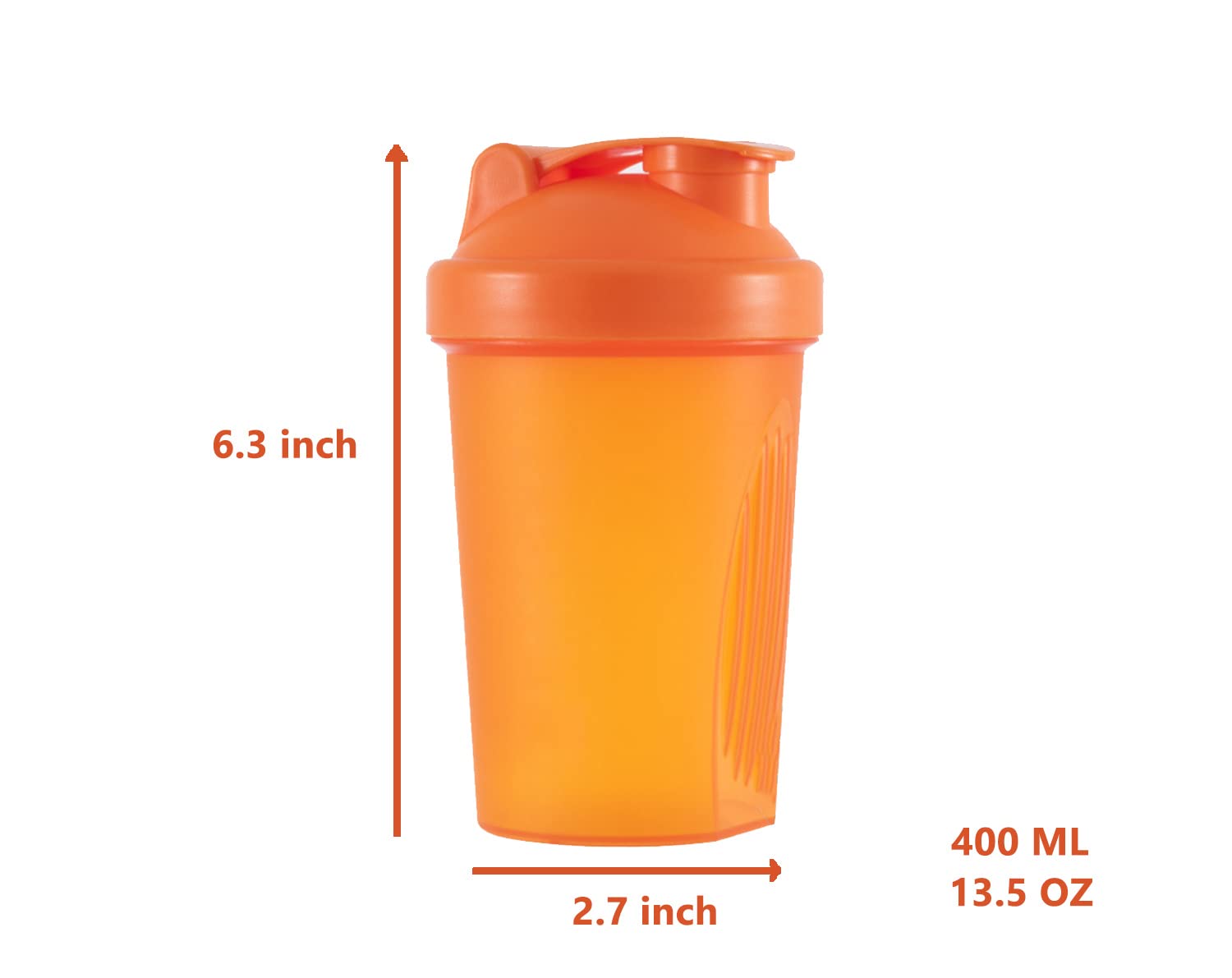 ANNAKIKI Shaker Bottle Protein Shakes and 16-Ounce/400ML Shaker Bottle with Wire Whisk Balls,Free of BPA plastic (Orange+Green(2PCS))