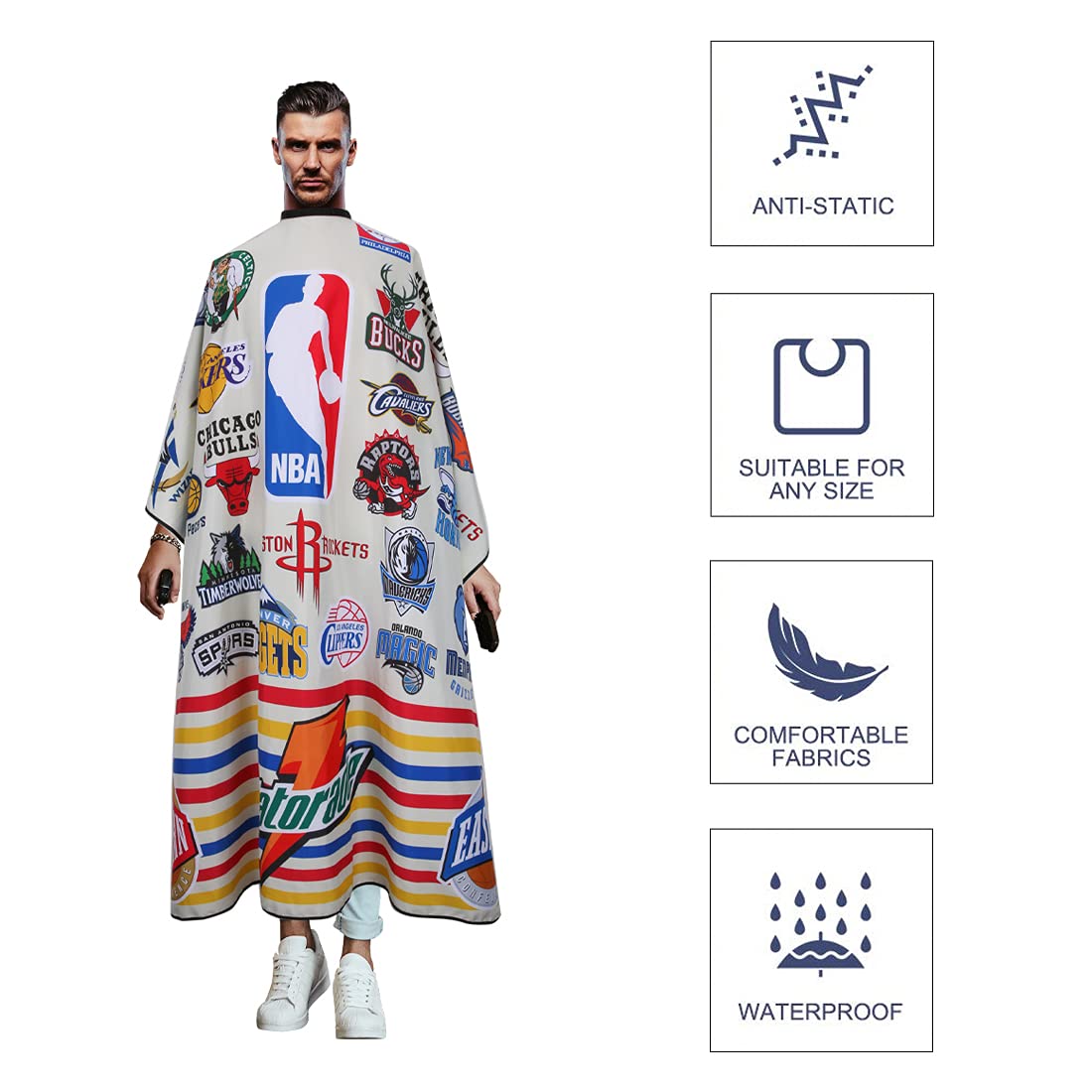 Barber Cape for Men Hair Cutting Cape Waterproof Professional Salon Cape with Snap Closure Salon Cutting Cape Barber Hairdressing Cape Size:65" x 57" (Beige)