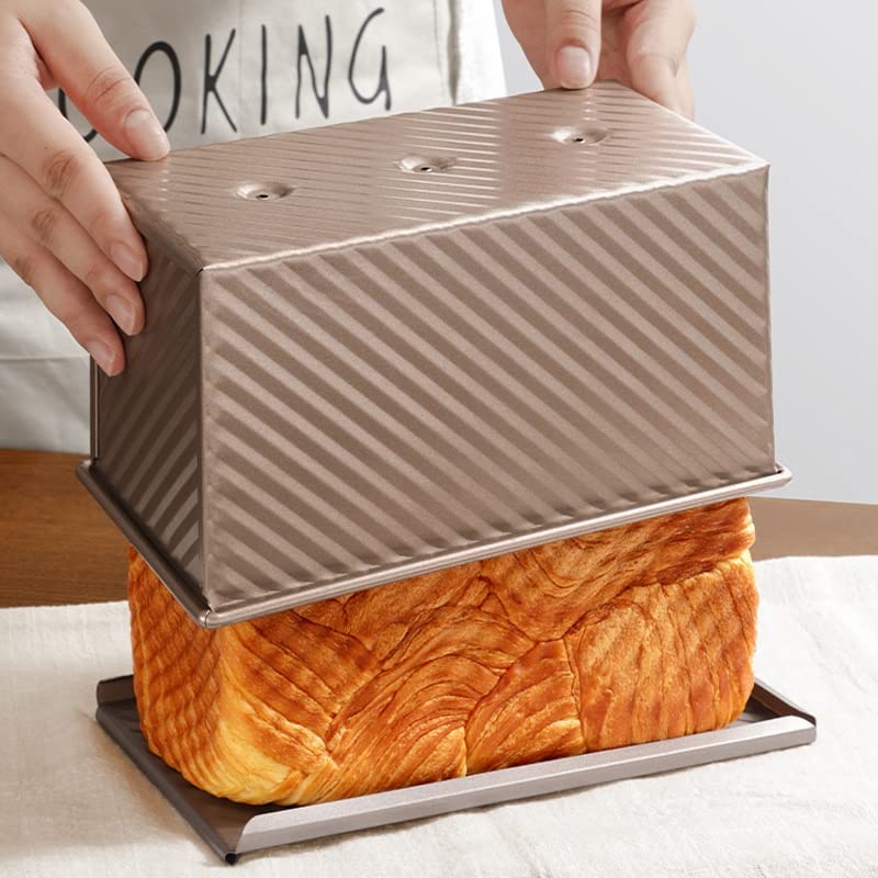 Bread Pans, Pullman Loaf Pan with Lid, Non-Stick Long Loaf Pans for Baking Bread, Aluminum Alloy Baking Bread Toast Mold with Dough Scraper Cutter