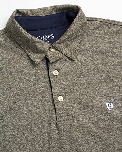 Chaps Men's Golf Polo Shirt - Lightweight Performance Golf Polo -Dry Fit Short Sleeve Golf Shirt for Men (S-XXL), Size X-Large, Deep Lichen Green