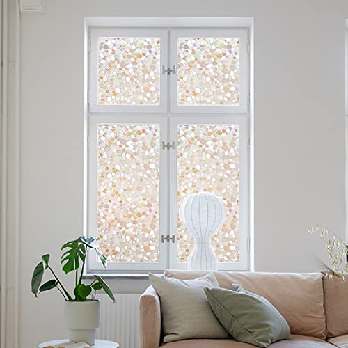 LEMON CLOUD Window Film, Vinyl Clings, Stained 3D Decorative Stickers for Glass, Static Door Window Covering, Tinted Window Decals, Frosted Privacy, Self-Adhesive, Pebble Pattern (17.5In X 78.7In)