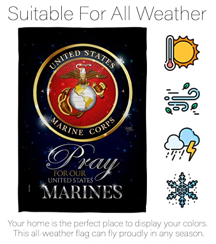 Breeze Decor Pray United Garden Flag Set Wood Dowel Armed Forces Marine Corps USMC Semper Fi State American Military Veteran Retire Official House Yard Gift Double-Sided, Made in USA
