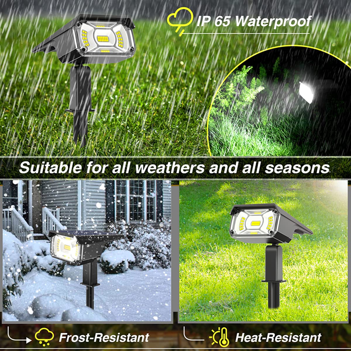 Pesivi Solar Spot Lights Outdoor, 40 LEDs Landscape Lighting Spotlights, Adjustable 2-in-1 USB & Solar Powered IP65 Waterproof Garden Light for Yard Backyard Walkway Driveway Patio Pool Trees, 4 Pack
