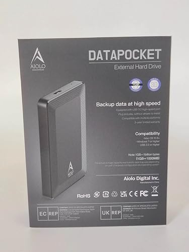 Aiolo Innovation 2T Ultra Slim Portable External Hard Drive HDD-USB 3.0 for PC, Mac, Laptop, PS4, Xbox one,Xbox 360-Super Fast Transmission