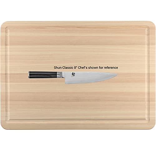 Shun Cutlery Large Hinoki Cutting Board with Juice Groove, 20" x 14" Large Wood Cutting Board, Medium-Soft Wood Preserves Knife Edges, Authentic, Japanese Kitchen Cutting Board