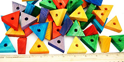 Parrot Toys 50 Triangles Colored Wooden Woods Parts for Birds Cockatoo Amazon
