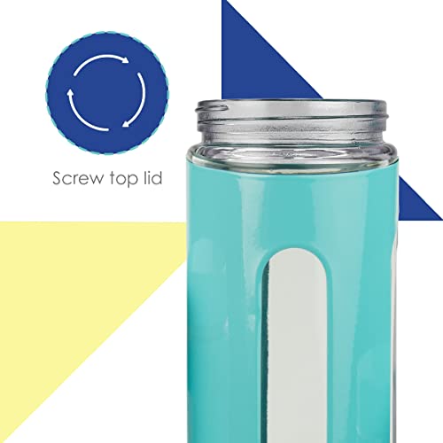 Kitchen Canisters For Countertop By Home Basics | Retro-Styled Canisters For Kitchen Counter | Stainless Steel and Glass Kitchen Canister Set, With See-Through Windows (Turquoise), 4 Pieces
