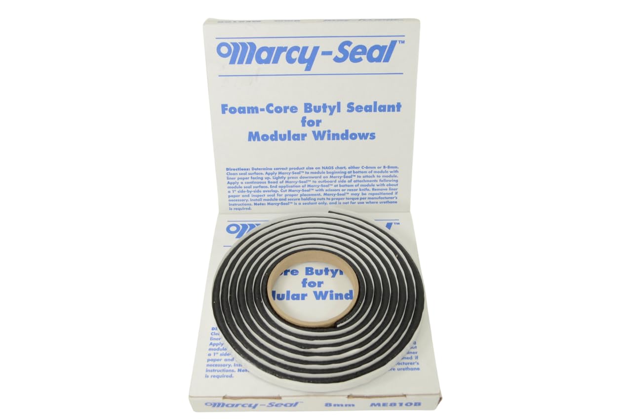 8mm x 10' Foam Core Round Butyl Tape Roll Auto Glass Adhesive Soft Seal