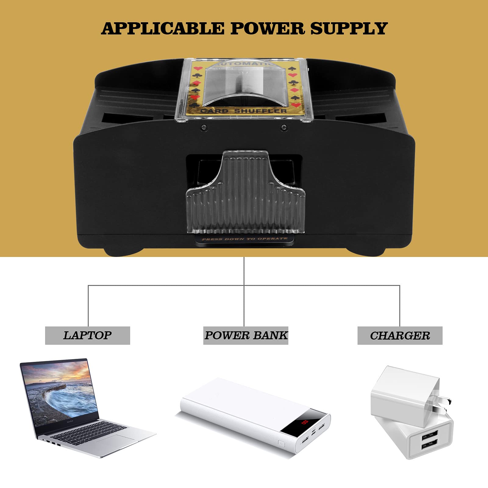 Diolusus Automatic Card Shufler, Electronic Casino Poker Card Shuffling Machine,2 Deck Poker Card Shuffling Machine Battery, Card Playing Tool for Home Party with USB Line (1-2 Decks)