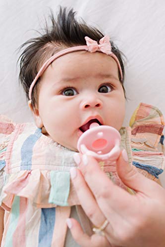 Itzy Ritzy Silicone Pacifiers for Newborn - Sweetie Soother Pacifiers Feature Collapsible Handle & Two Air Holes for Added Safety; for Ages Newborn and Up, Set of 2 in Light Pink & Dark Pink