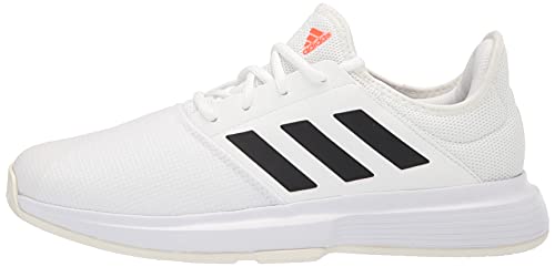 adidas Women's Gamecourt Tennis Shoe, White/Black/Solar Red, 9