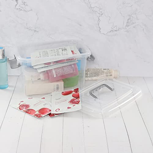 Pekky 5.5 Quart Plastic Latching Storage Bin with Handle, 6 Packs Small Stackable Container Box