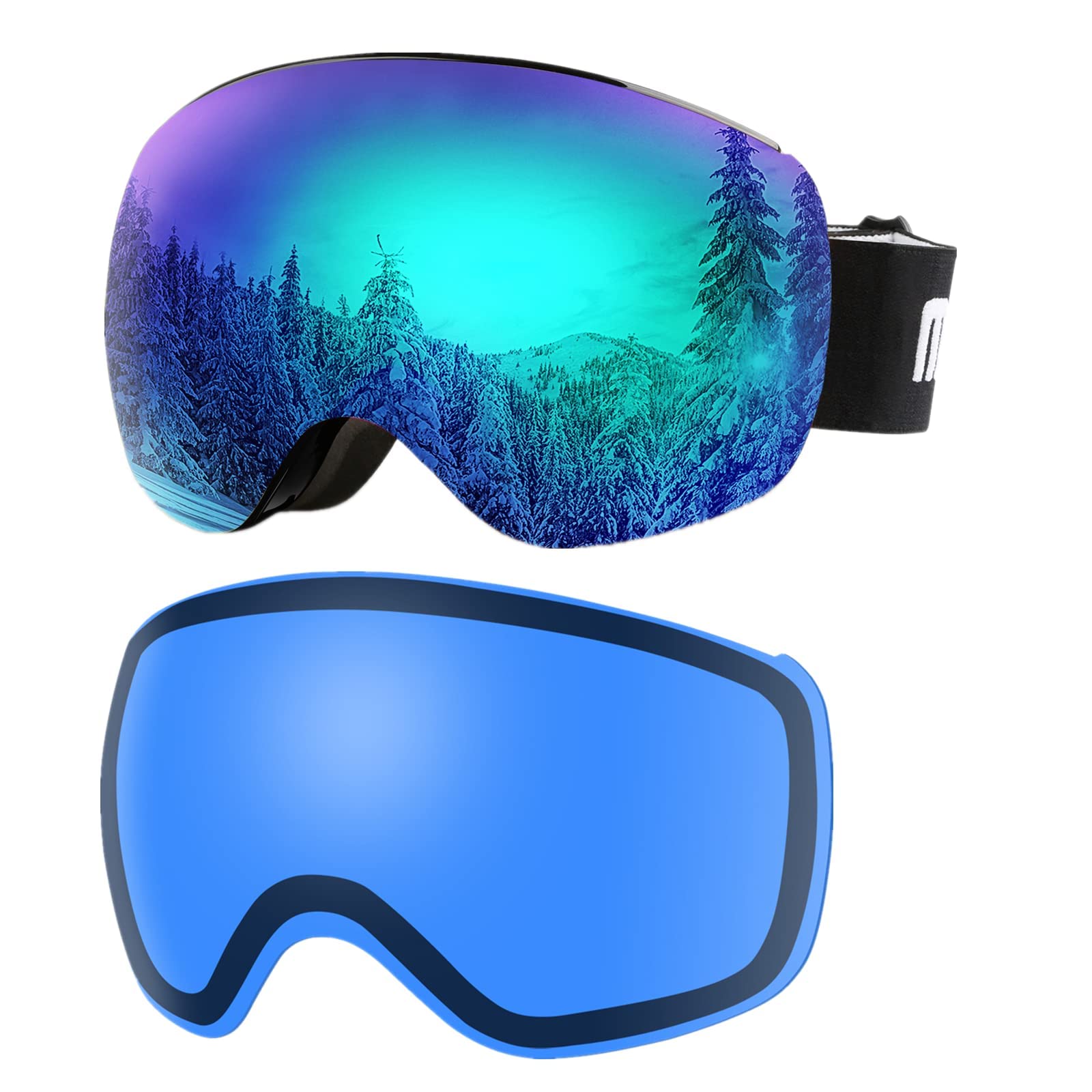 AKASO OTG Ski Goggles and Mag-Pro OTG Ski Goggles Replacement Lens bundle