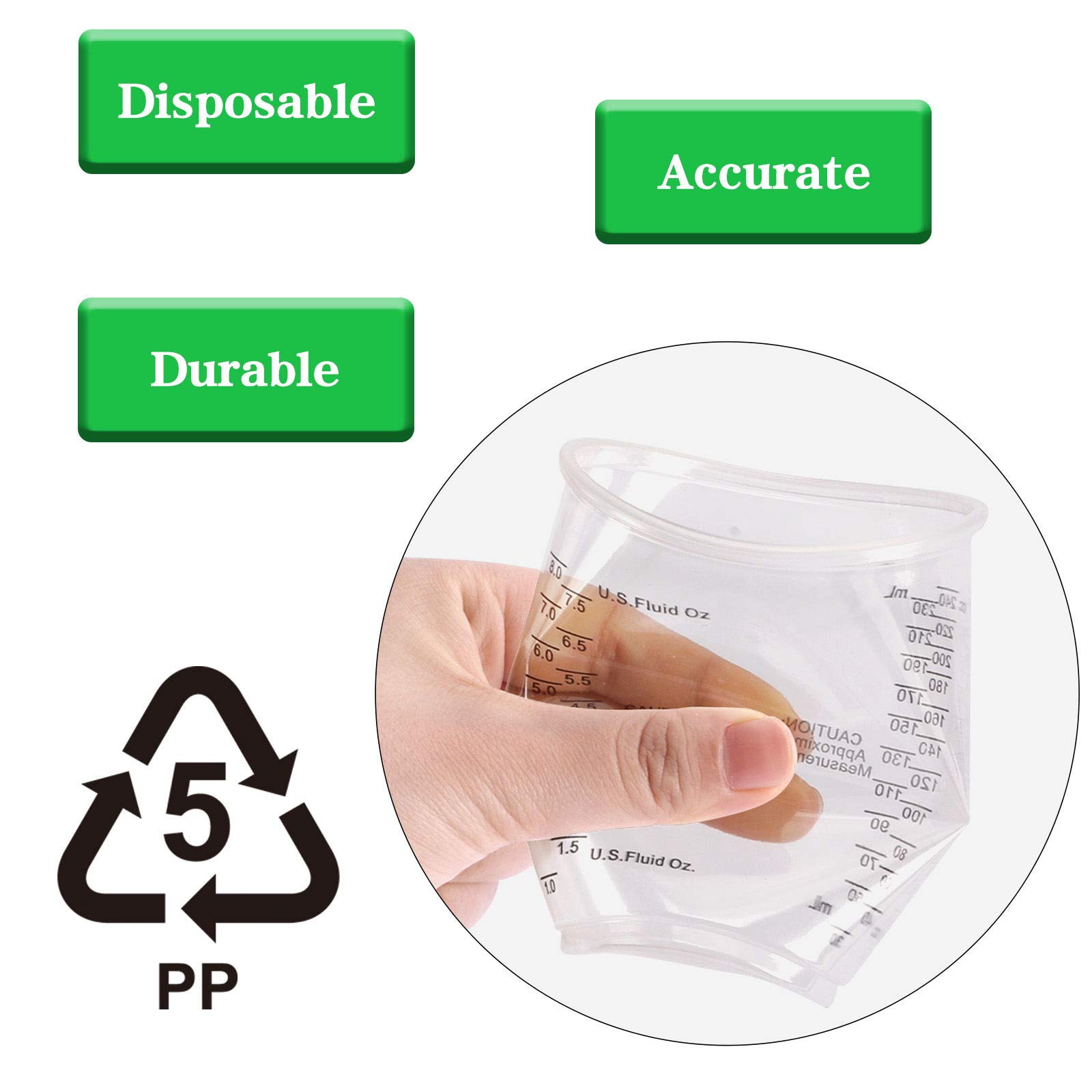 80pcs 8oz Disposable Epoxy Resin Mixing Cups, Clear Plastic Disposable Measuring Cups for Mixing Paint, Pigments, Epoxy Resins, Mixing Cups for Baking(80 Stirring Sticks Included)