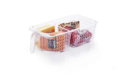 KitchenCraft Medium Plastic Fridge/Cupboard Organiser Storage Box, 15.5 x 31 x 9 cm (6" x 12" x 3.5") - Transparent