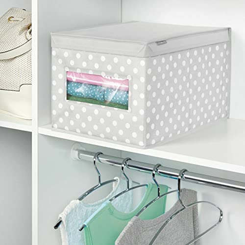 Child/Kids Fabric Closet Storage Box, Large, Polka Dot - Gray/White