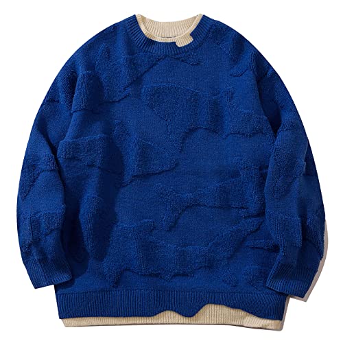 Aelfric Eden Men’s 3D Whale Jacquard Knit Sweater Graphic Printed Sweaters Long Sleeve Casual Oversized Sweater Pullover