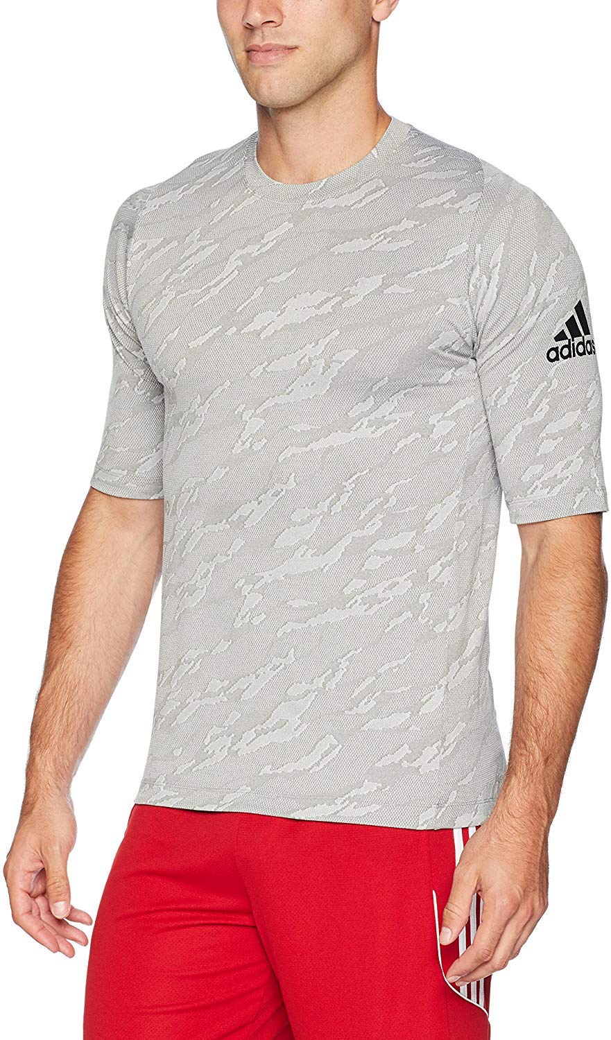 adidas Men's Training Camy Hype 3/4 sleeve Tee, Grey Three/ White, Small