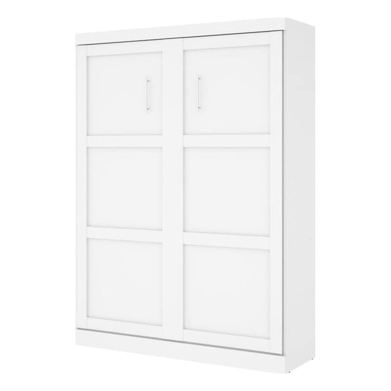 Pemberly Row Puq Easy-Lift Dual Piston Queen Size Murphy Wall Bed in White