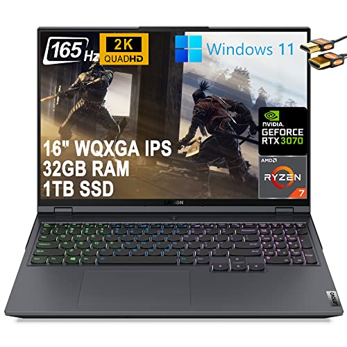 Lenovo Legion 5 Pro Gaming Laptop 16" WQXGA 2K IPS 165Hz 500nits AMD Octa-Core Ryzen 7-5800H (Beats i9-10885H) 32GB RAM 1TB SSD GeForce RTX 3070 8GB RGB Backlit USB-C Nahimic Win11(Renewed)