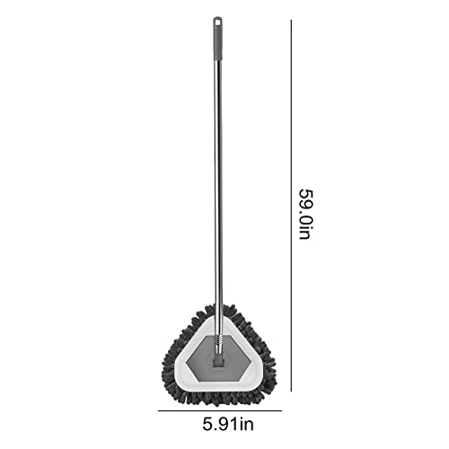 Chenille Triangles Mop,180 Degree Rotatabl Triangular Cleaning Mop Home Wall Ceiling Floor Cleaning Mop for Home Floor,Bathtub,Toilet,Mirror,Glass