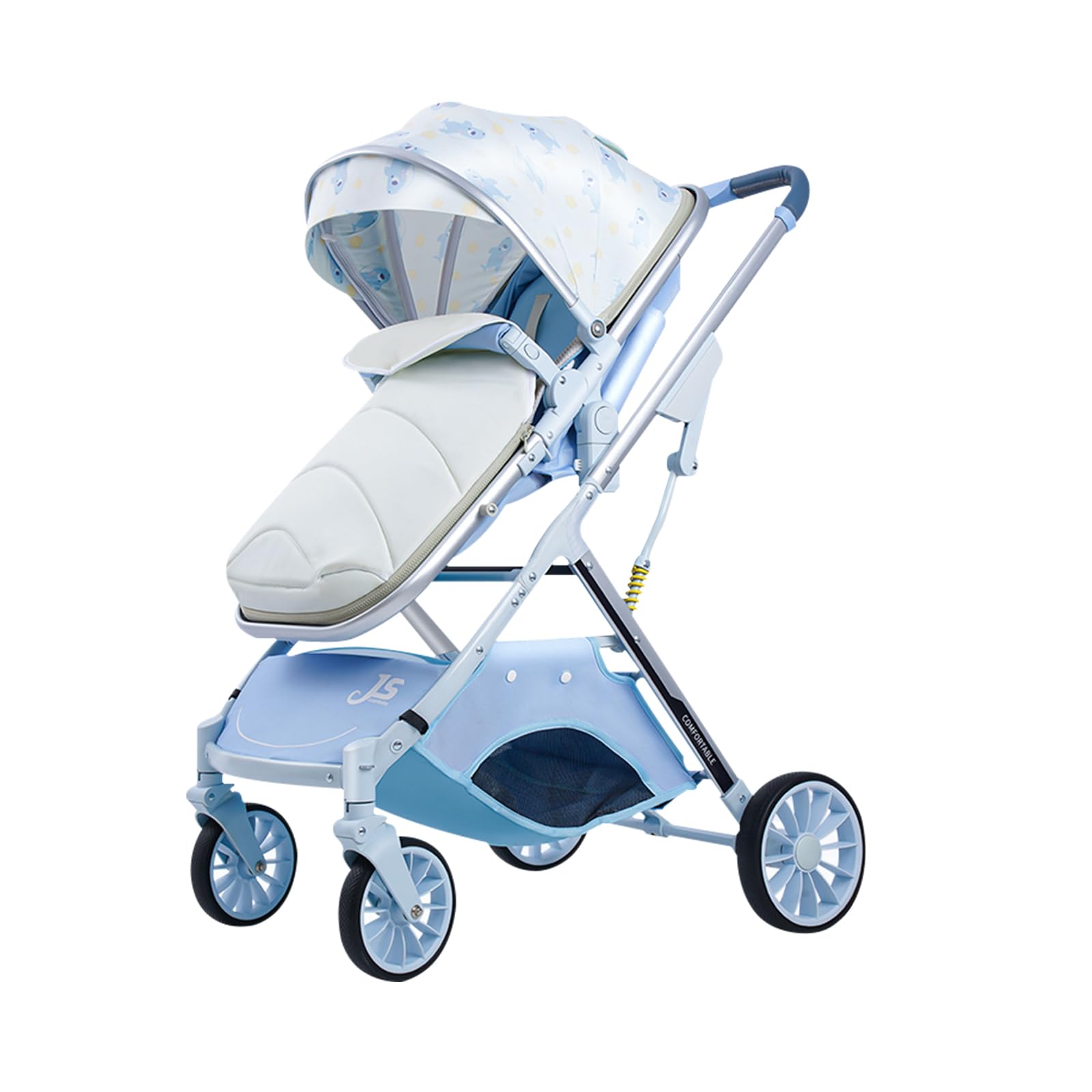 Baby Stroller - 2 in 1 High Landscape Convertible Stroller with Reversible Seat, Foldable Aluminum Alloy Pram Anti-Shock Toddler Pushchair Strollers for 0-36 Months Babies