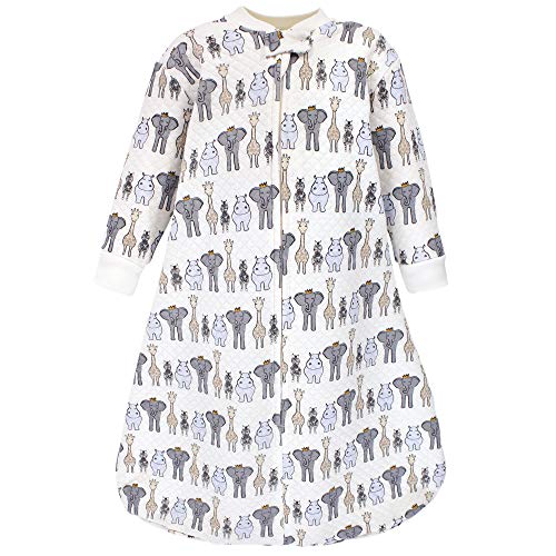 Hudson Baby Unisex Baby Premium Quilted Long Sleeve Sleeping Bag and Wearable Blanket, Royal Safari, 6-12 Months