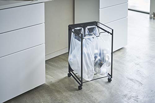 Yamazaki Home Tower Concealed Rolling Trash Sorter kitchen waste bins, One Size, Black