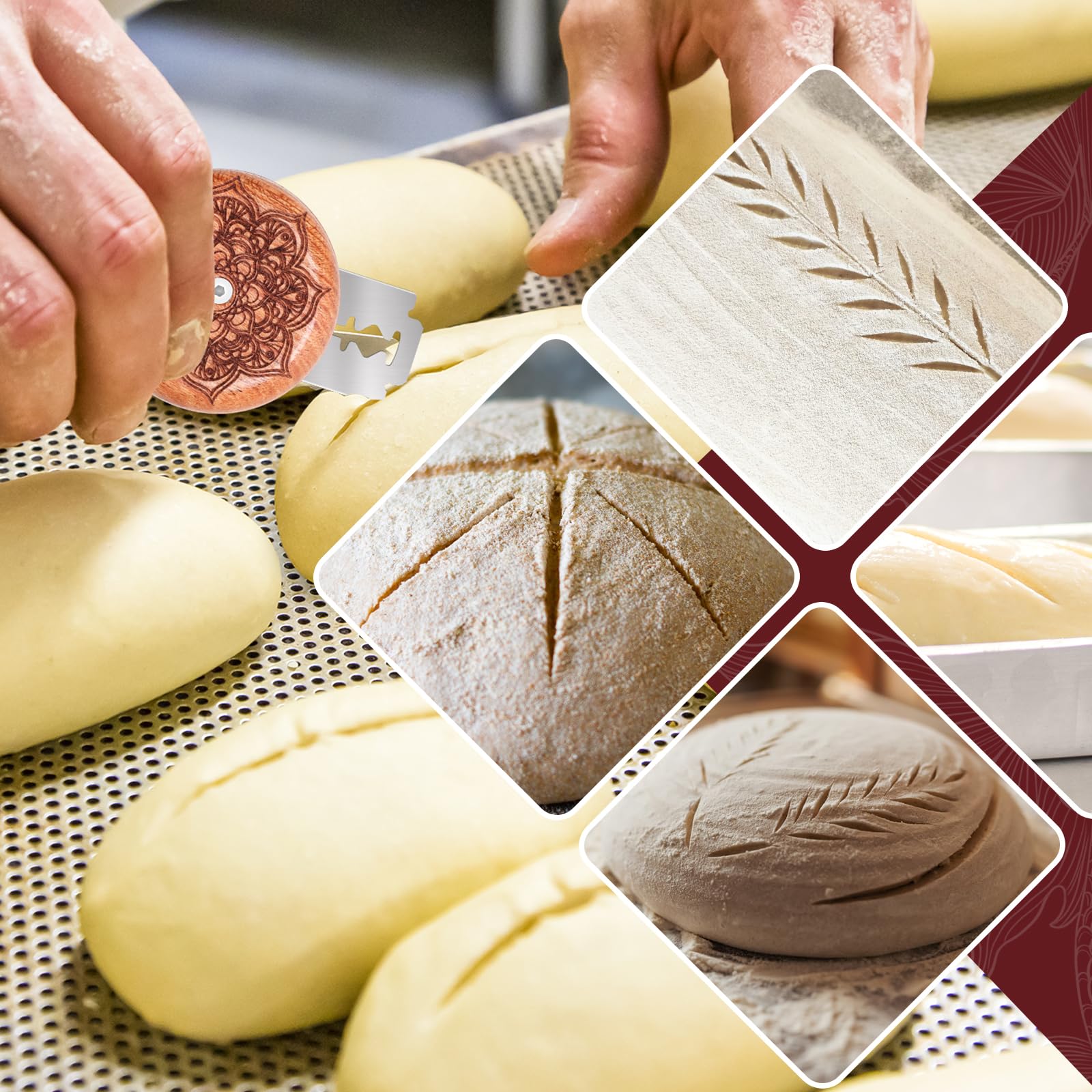 Windspeed Bread Scoring Tool, 1+10 Pcs Best Bread Lame Cutter For Sourdough Bread Lame Wooden Bread Lame Dough Scoring Tool Include 10 Razor Blades and Storage Cover