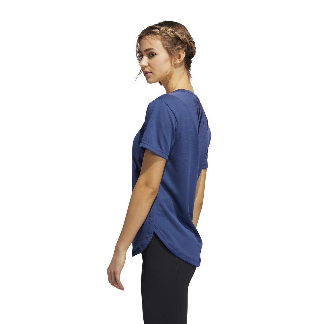 adidas Women's Training 3-Stripes Tee HEAT.RDY Sky Tint Small