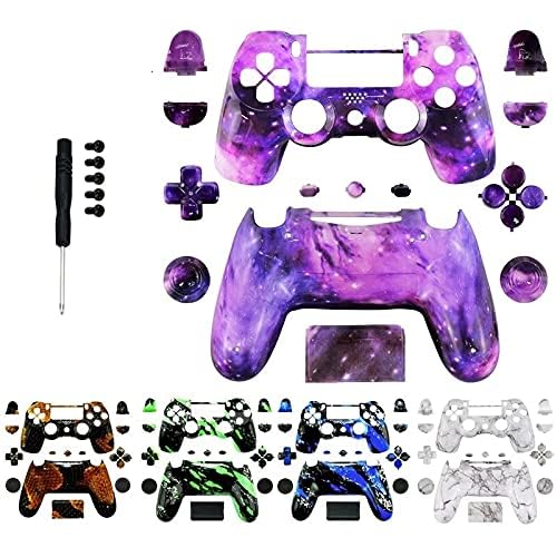 WPS Hydro Dipped Controller Case Collection Full Housing Shell + Full Buttons for PS4 Playstation Slim Pro (JDM-040) Controller (Camouflage Galaxy)