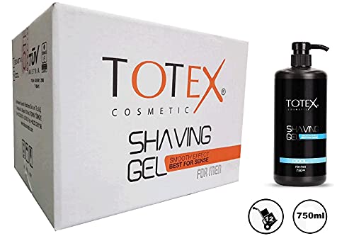 Totex Cool Shaving Shave Gel Professional Formula Sensitive Smooth Effect Best For Sense With Pump Easy Economical Use For Men & Women 750 ml