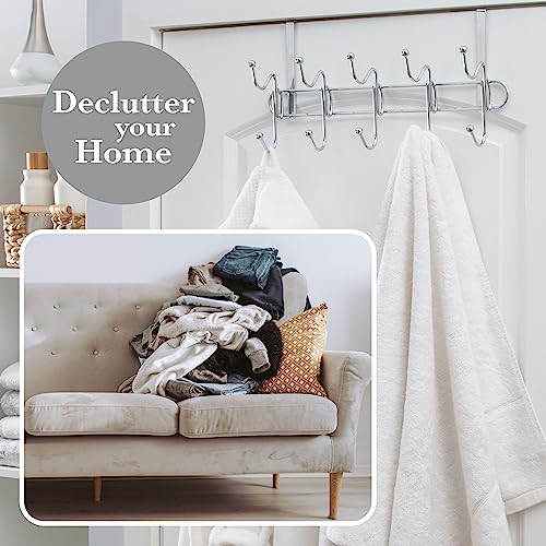 Simplify 10 Hanging Hook, Good for Towels, Jackets & Accessories, Fits Standard Doors, Chrome