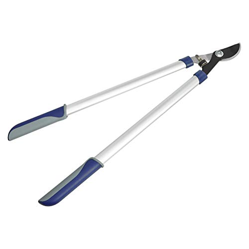Amazon Basics Garden Tool Collection - Bypass Lopper, Tree Trimmer, With Carbon Steel non-Stick Coating Blade, Aluminum tube handle with Comfort Grips 28'', White