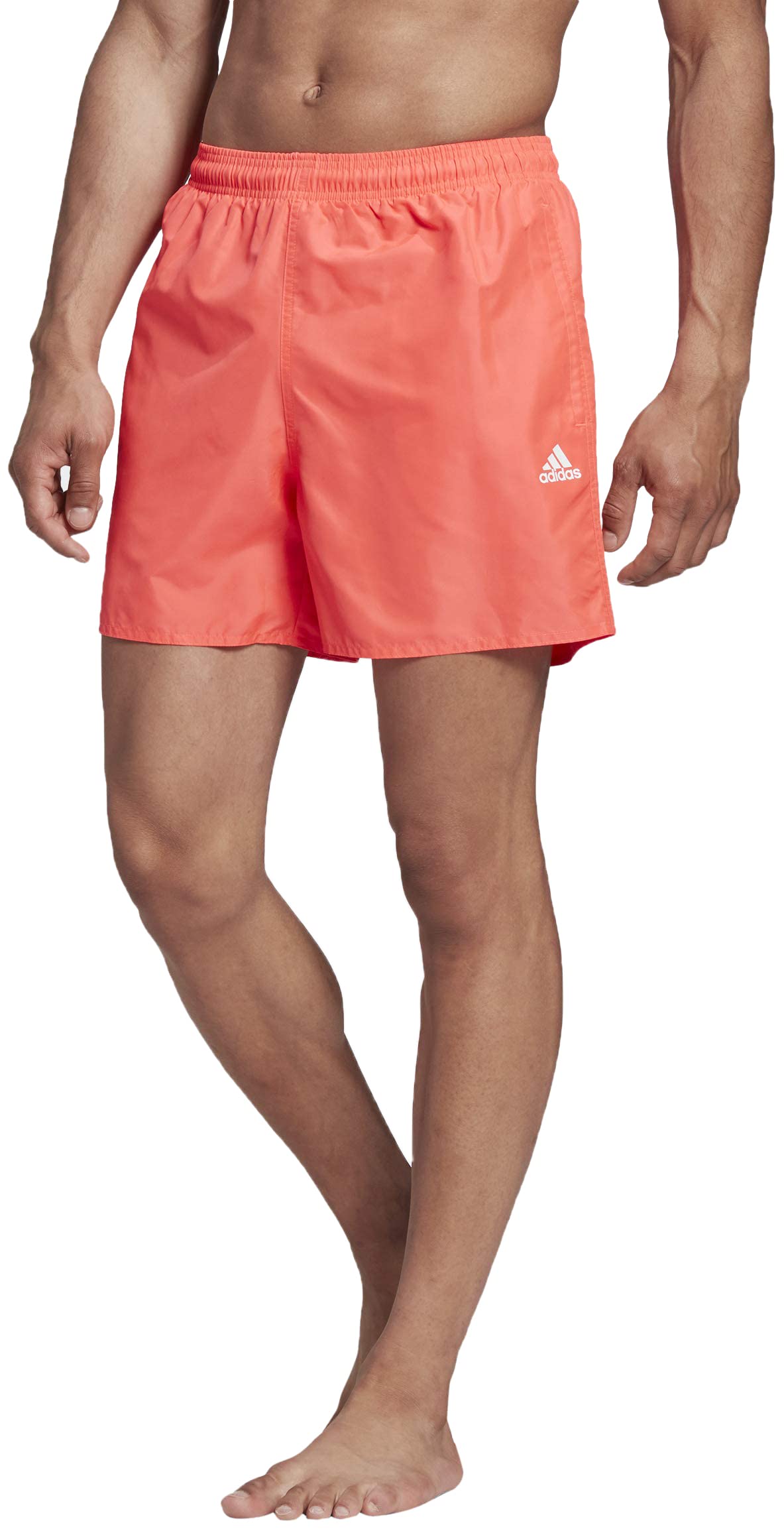 adidas mens CLX Solid Swim Shorts Signal Pink Large