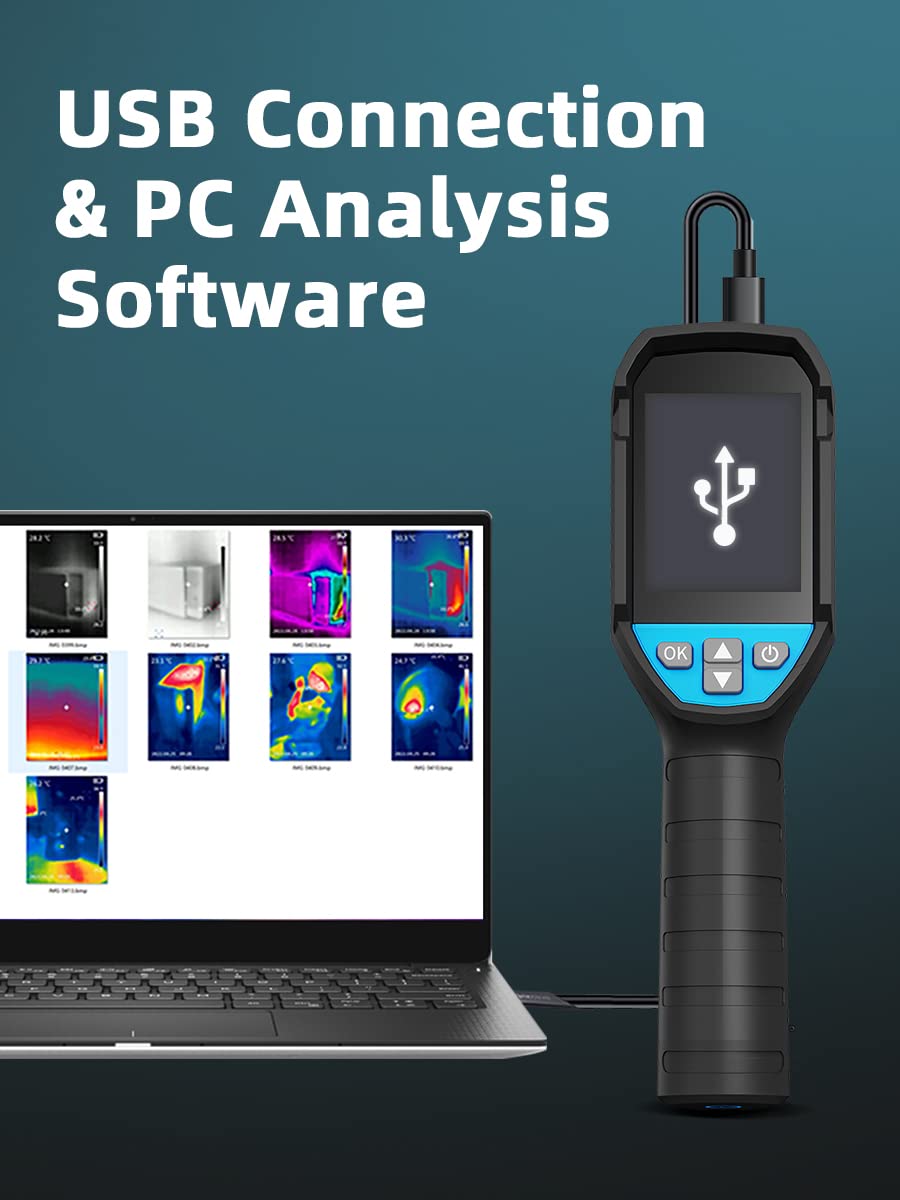 ACEGMET TR120E Thermal Imaging Camera, 120 x 90 IR Resolution Handheld Thermal Camera 10800 Pixels, 25 Hz Refresh Rate Thermal Imager with Laser Pointer, 2.4" LCD Screen, IP54, -4°F~752°F Range
