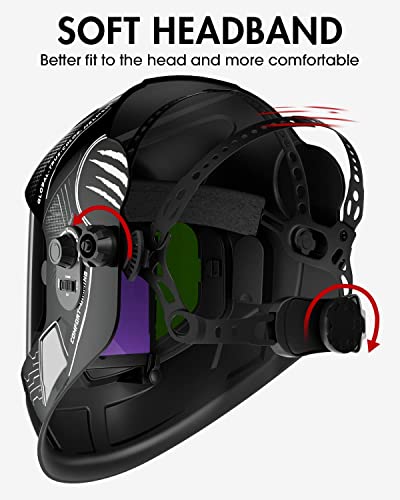 ANDELI Welding Helmet,Panoramic 180° Large Viewing True Color Solar Powered Auto Darkening Welding Helmet with Side View 4 Arc Sensor Wide Shade 4/5-8/9-13 Welder Mask for TIG MIG ARC Grinding Plasma