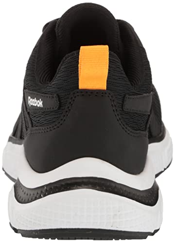 Amazon Essentials by Reebok Women's All Day Comfort Slip-Resistant Alloy-Toe Safety Athletic Work Shoe, Black/Gold/White, 8.5