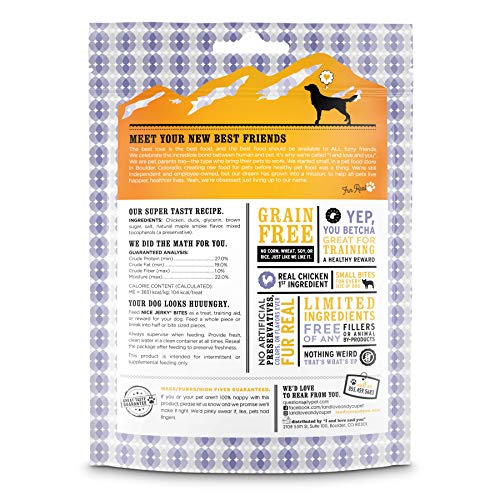 I and love and you Nice Jerky Bites - Grain Free Dog Treats, Chicken + Duck, 4-Ounce, Pack of 1