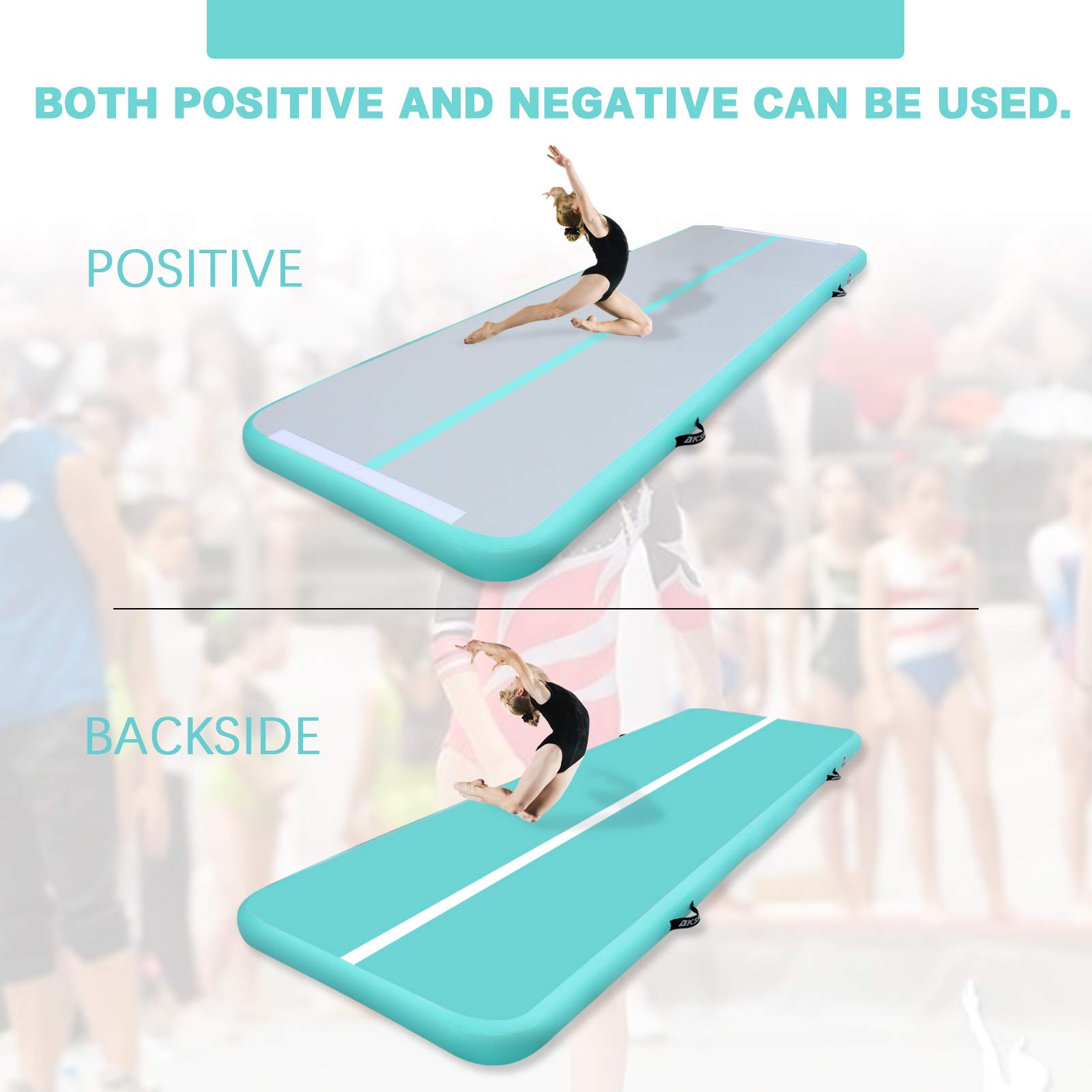 AKSPORT Gymnatsics Air Mat Tumble Track Inflatable Tumbling Mat with Electric Air Pump for Home Use/Tumble/Gym/Training/Cheerleading